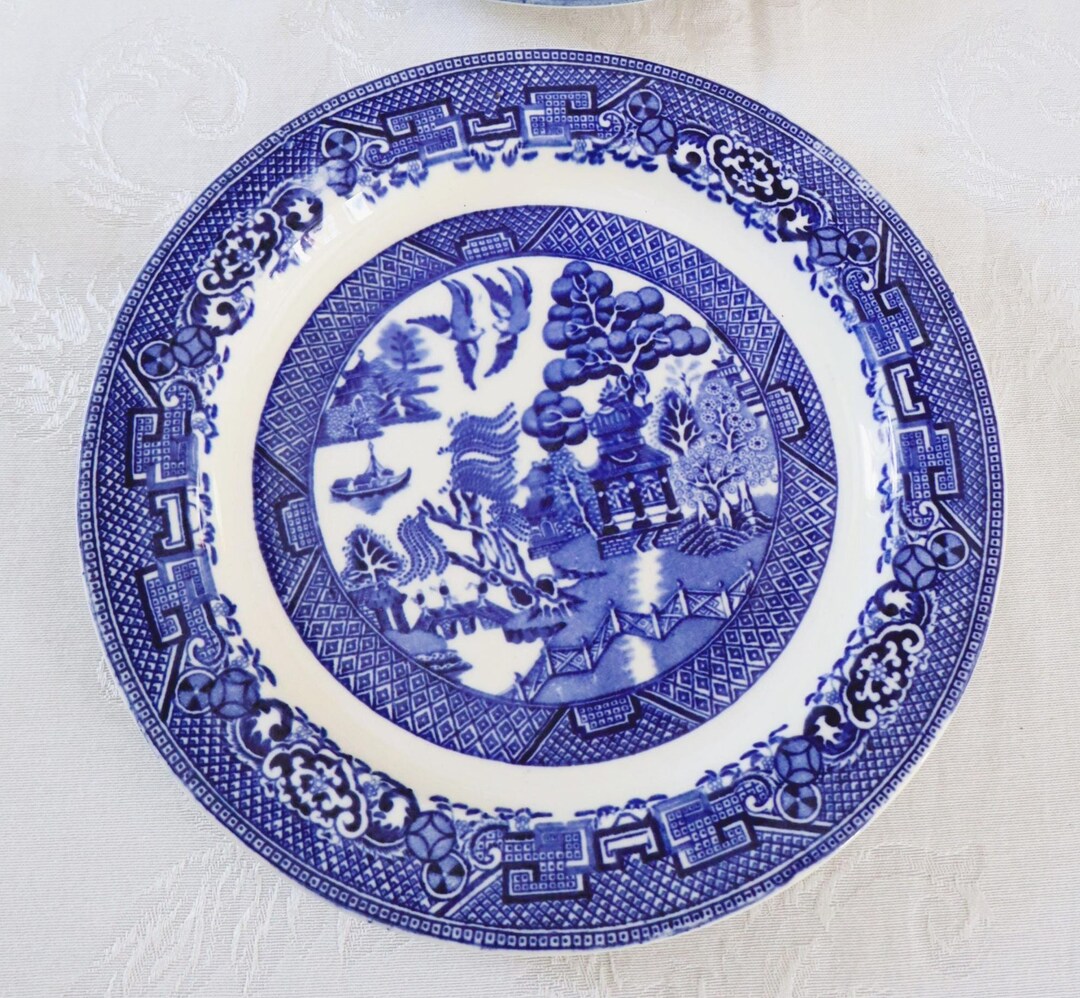 WOODS WARE Blue Willow Flow Blue 9" Plate - Etsy