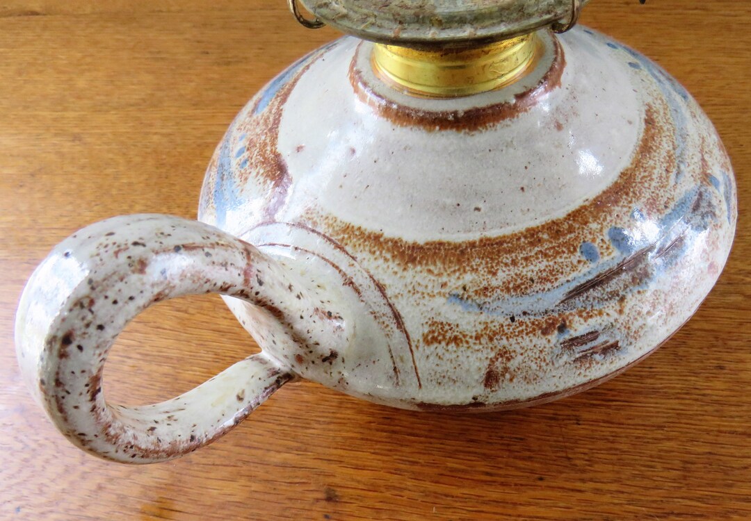 Hand Thrown Hurricane Lamp Base, South Road Pottery, Earth Tones With ...