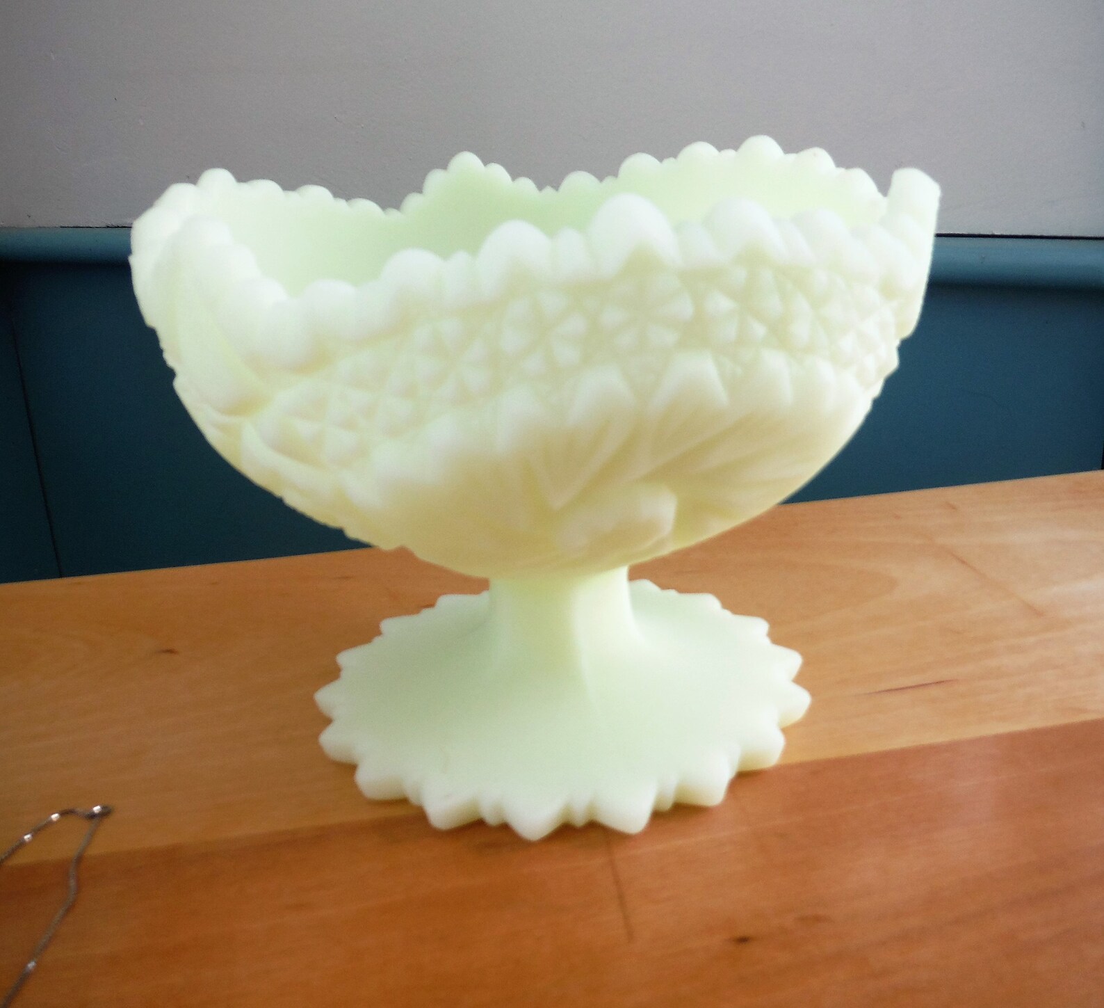 Fenton Custard Yellow Hobstar Pinwheel Pattern Satin Frosted | Etsy