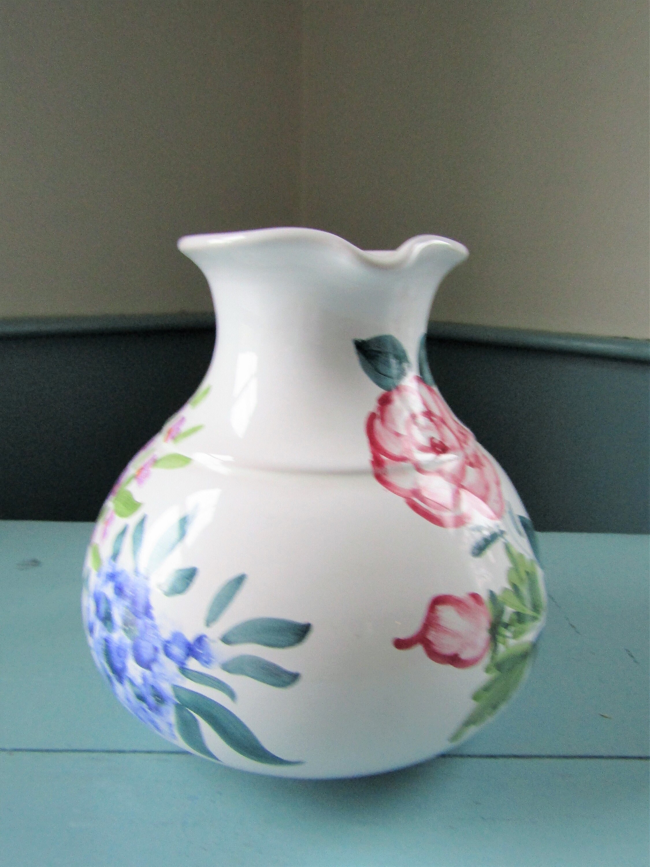 Hand Painted Italian Pottery Pitcher, Mesa International Purple Blue ...