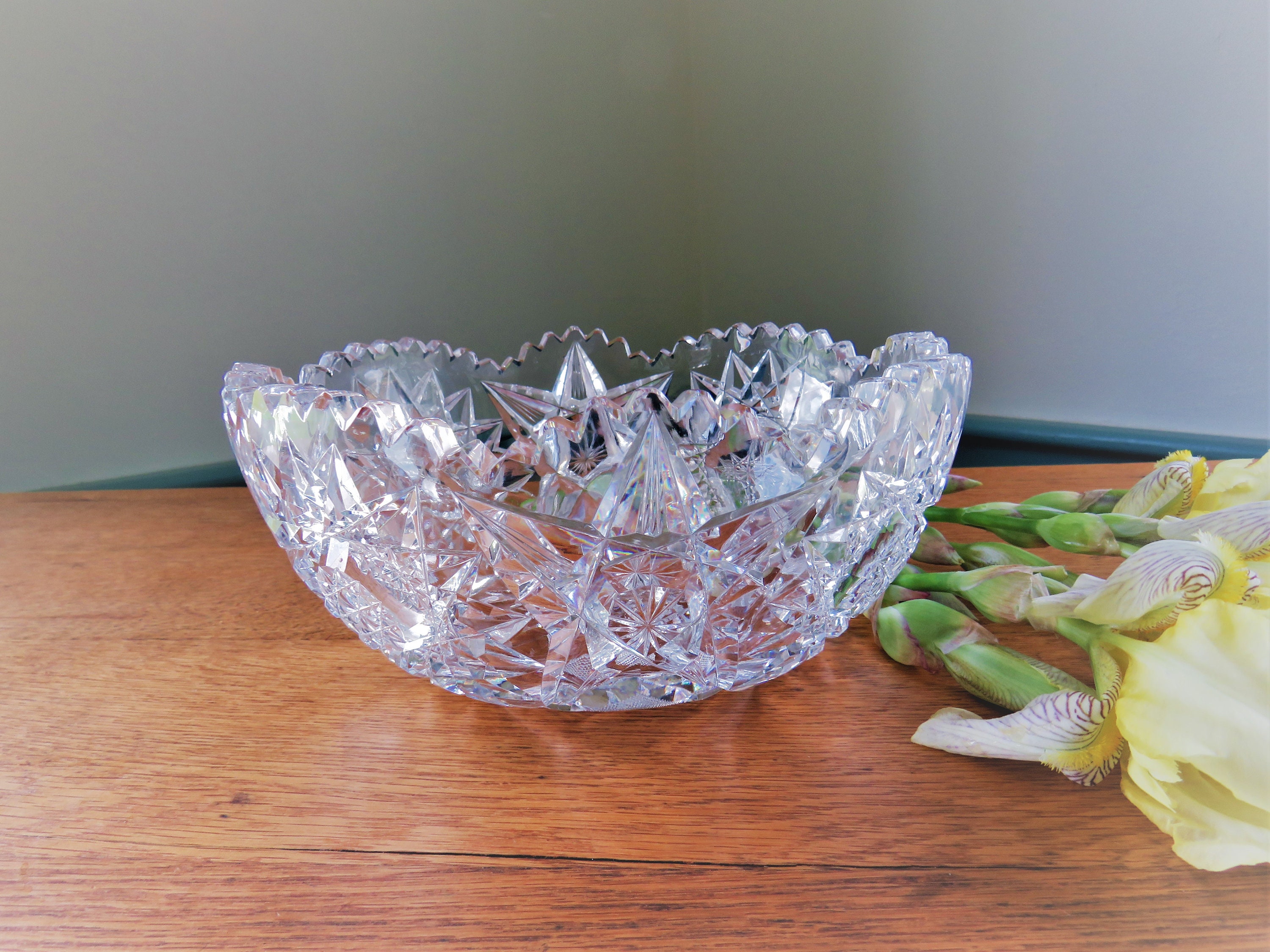 Brilliant Cut Crystal Bowl: Hobstar & Five-pointed Star Design - Etsy