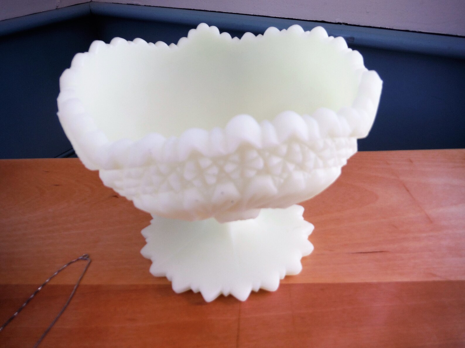 Fenton Custard Yellow Hobstar Pinwheel Pattern Satin Frosted | Etsy