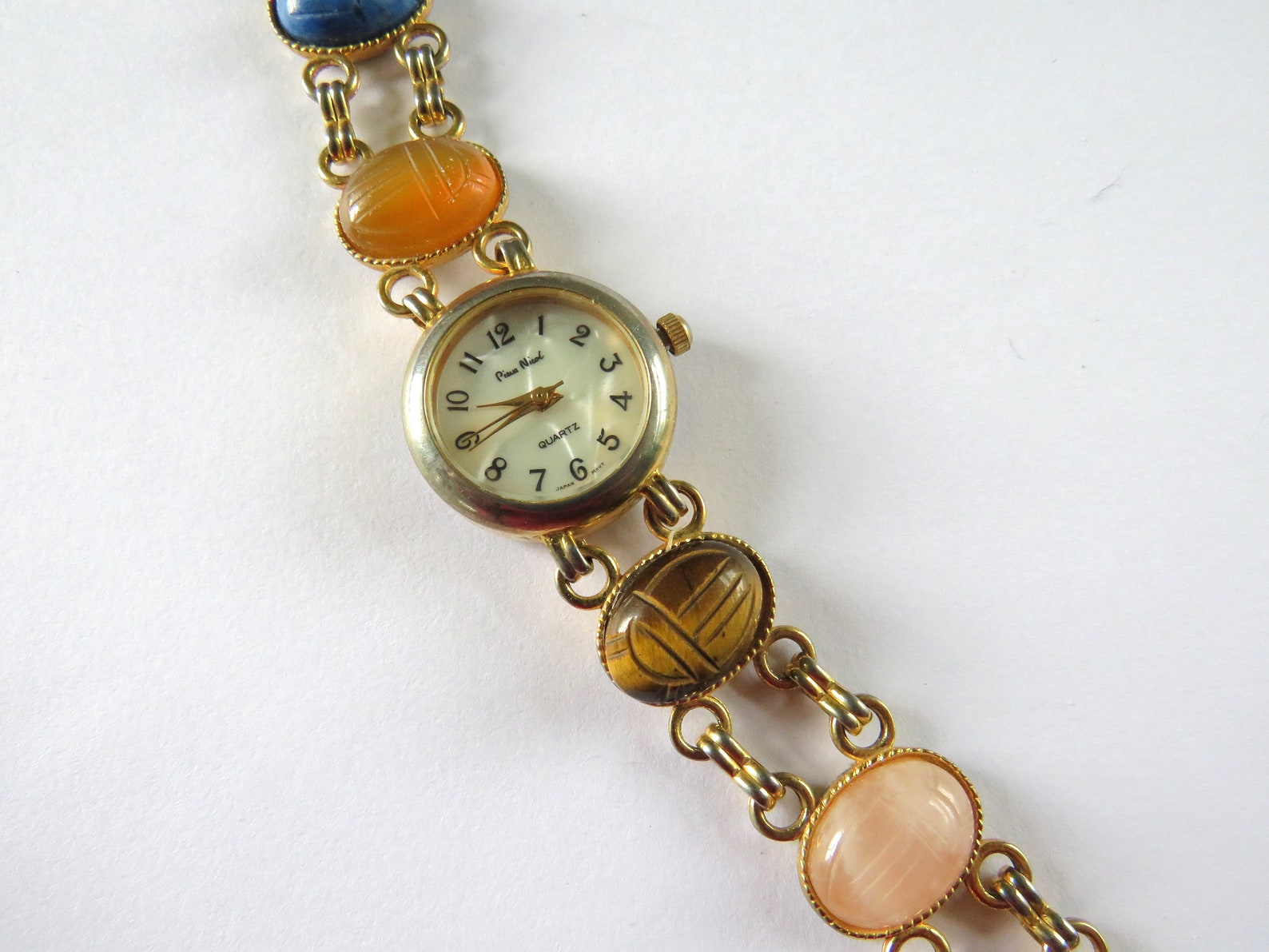 PIERRE NICOL Scarab Watch Bracelet Hand Carved Semi Precious - Etsy