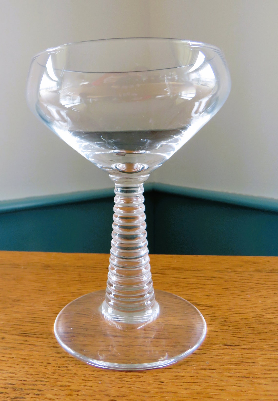 SET of 3 MCM Champagne Coupes Horizontal Ribbed Stems Light - Etsy