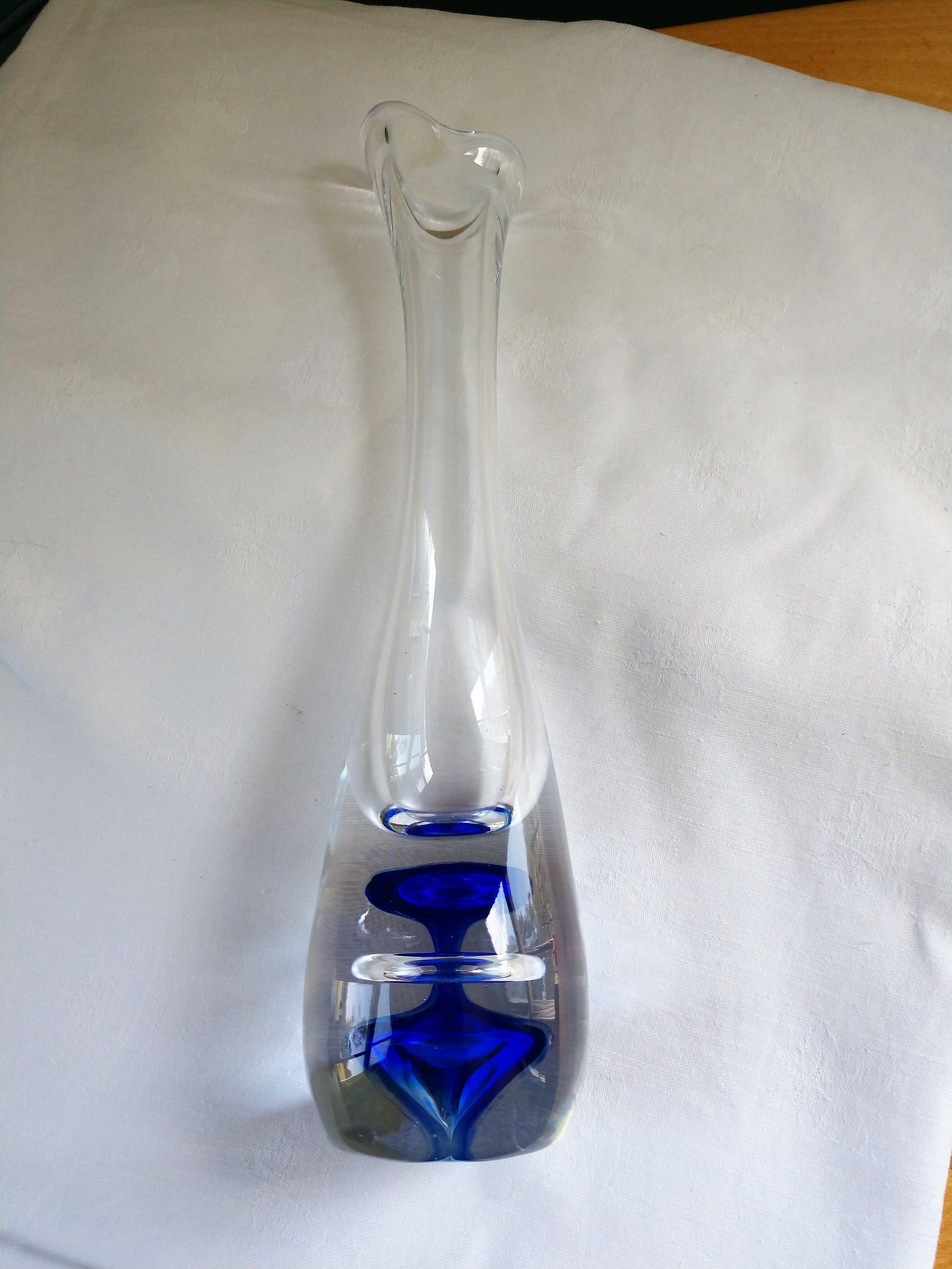 Vas Vitreum Crystal Vase Sweden Signed Cobalt Blue Clear Art - Etsy