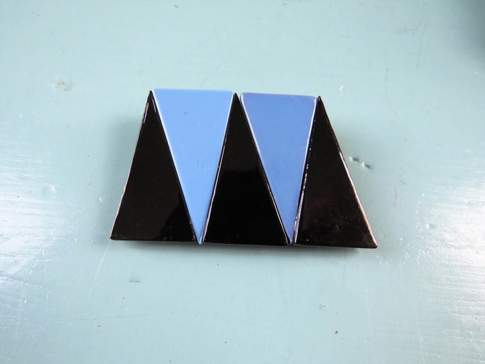 Bill Schiffer BLUE BLACK Triangles Acrylic Resin Brooch/ Pin | Etsy