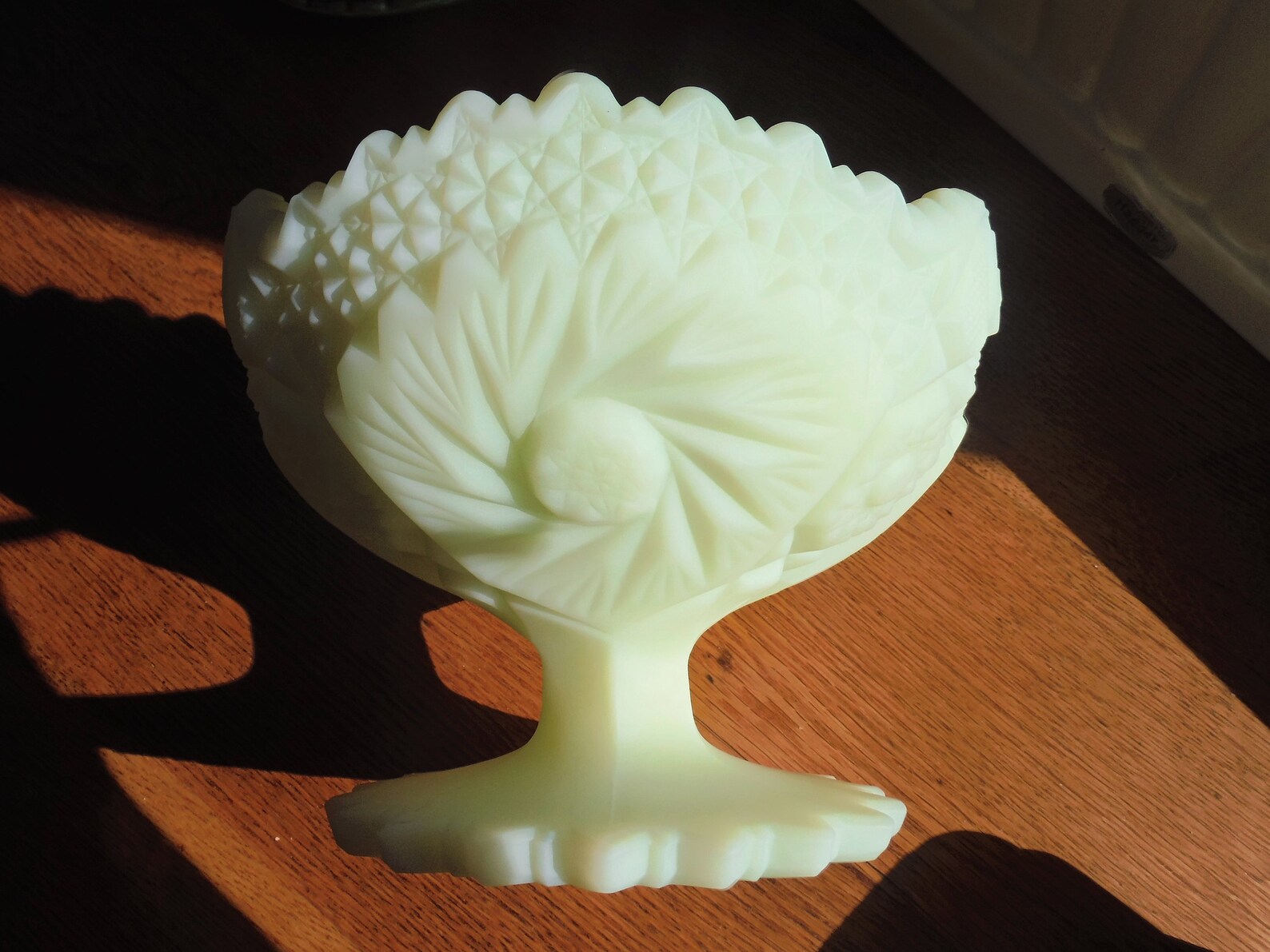 Fenton Custard Yellow Hobstar Pinwheel Pattern Satin Frosted | Etsy