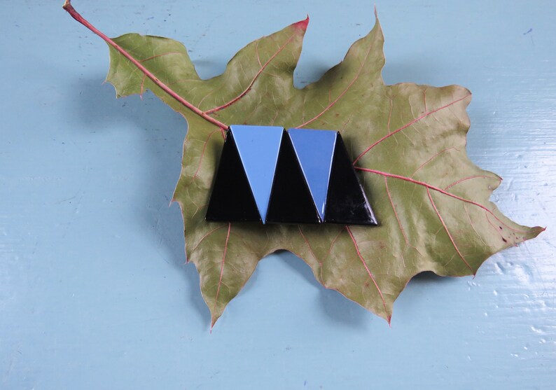 Bill Schiffer BLUE BLACK Triangles Acrylic Resin Brooch/ Pin, TRIANGLES ...