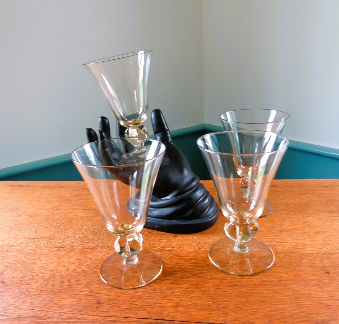 SET Of4 SKRUF GULLI Gold/ Honey Colored Swedish Crystal 8 Ounce Goblets ...