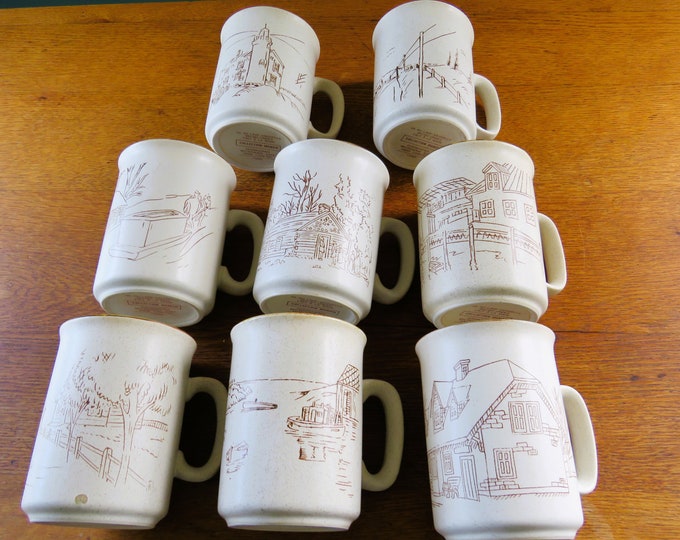 8 COLLECTION MANOIR Stoneware Mugs - Shell Gas Promotion, 1970s, Unique ...