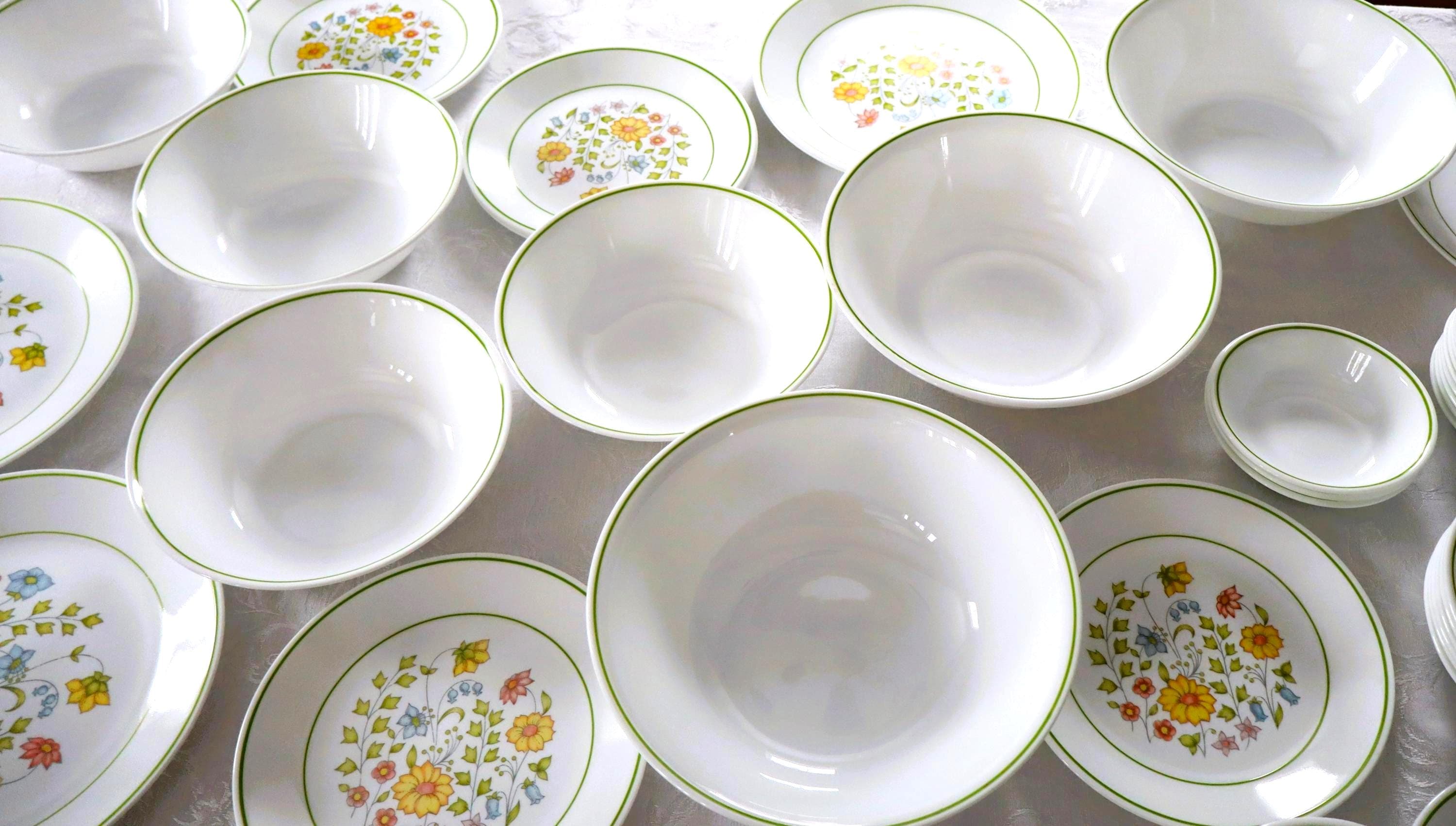86 Piece Corelle MEADOW Pattern Dinnerware Set: 16 Dinner Plates, 7 ...