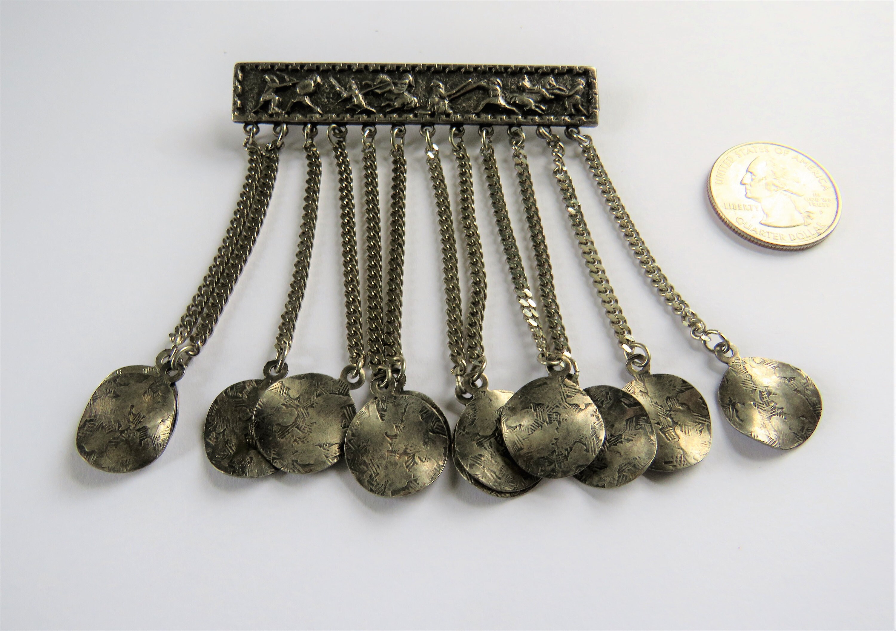 500 Silver Roman Soldier Dangle Brooch 3 wide over | Etsy