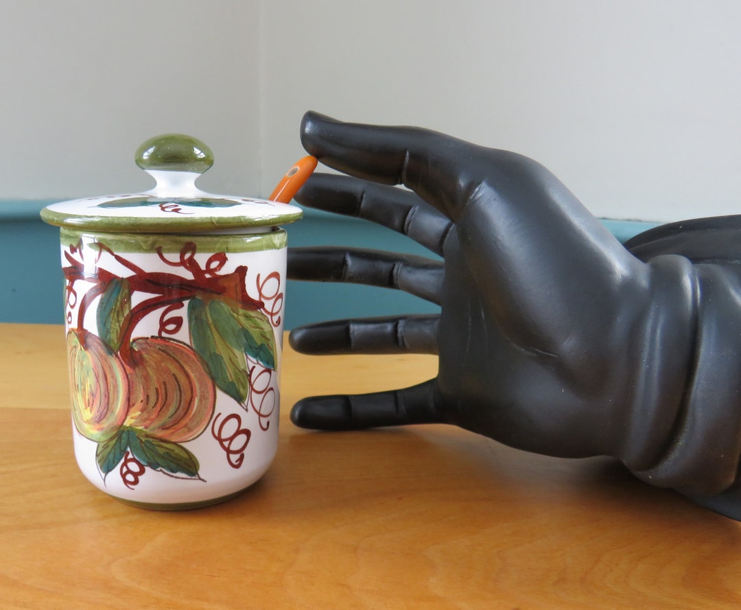 Hand Painted Italian Pottery Jam Pot With Porcelain Spoon - Etsy