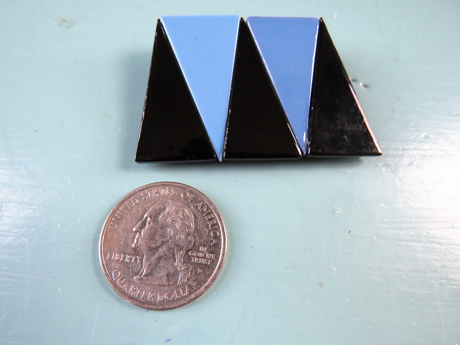 Bill Schiffer BLUE BLACK Triangles Acrylic Resin Brooch/ Pin | Etsy