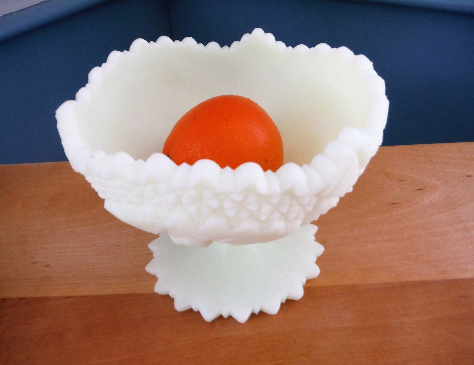 Fenton Custard Yellow Hobstar Pinwheel Pattern Satin Frosted | Etsy