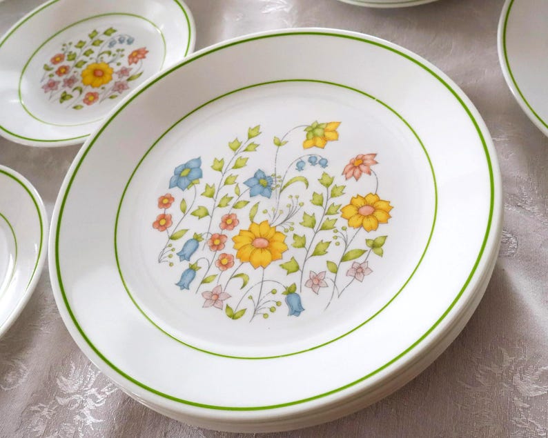 86 Piece Corelle MEADOW Pattern Dinnerware Set: 16 Dinner Plates, 7 ...