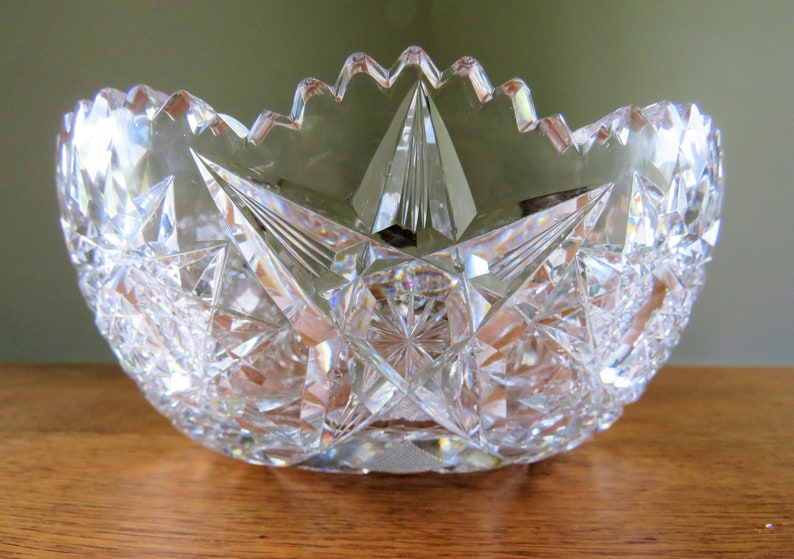 Brilliant Cut Crystal Bowl: Hobstar & Five-pointed Star Design - Etsy