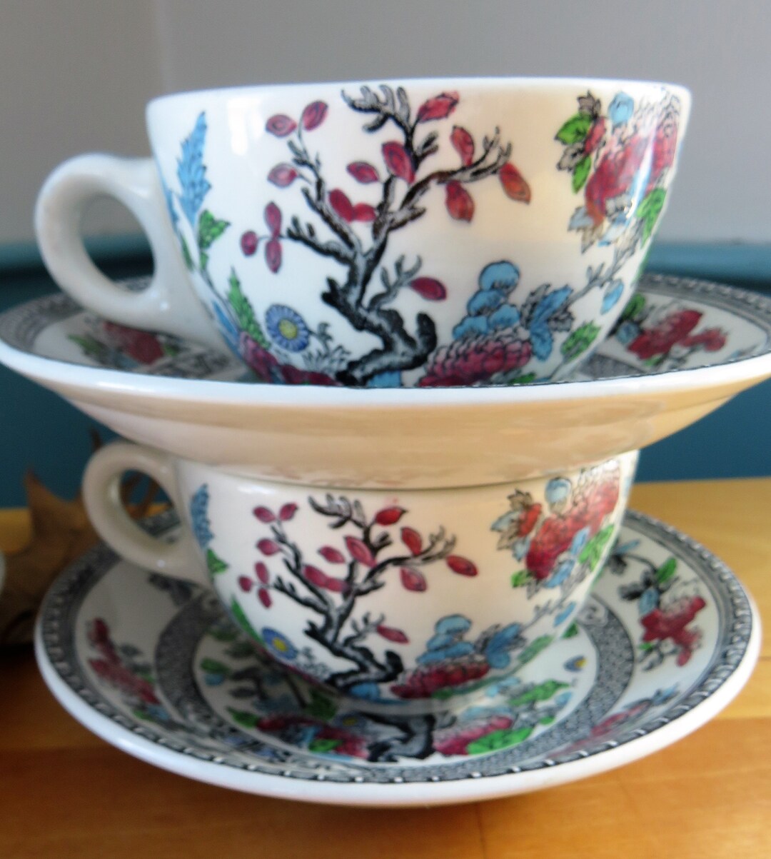 SET of 5 Indian Tree Cups and Saucers by Woods Burslem England - Etsy