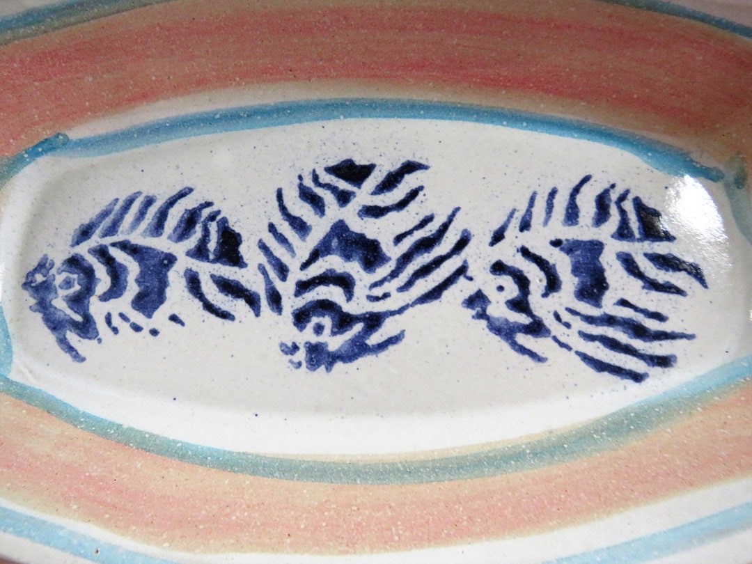 Handmade Pottery Fish Dish: Coastal Beach Decor, Blue & Pastel - Etsy