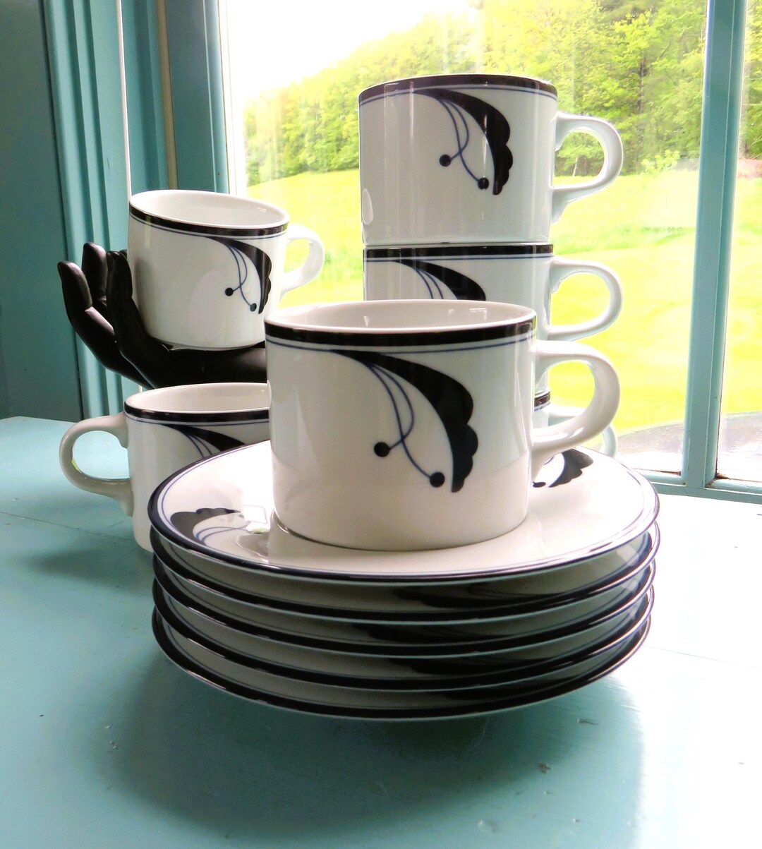 DANSK FLORA Bayberry Blue - 6 Cups and 5 Saucers - Etsy