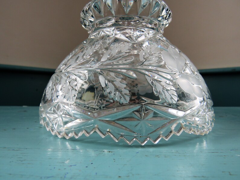 Crystal Pedestal Bowl, ZAJECAR KRISTAL Yugoslavia Etched Flower ...