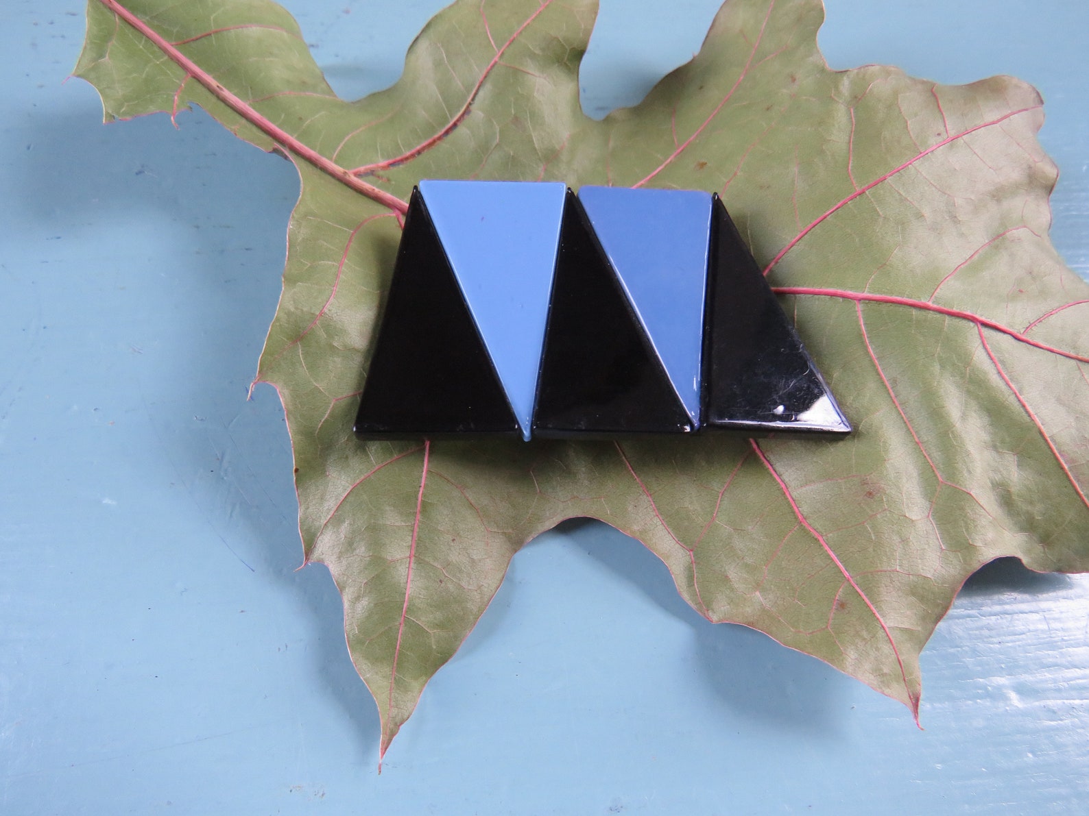 Bill Schiffer BLUE BLACK Triangles Acrylic Resin Brooch/ Pin, TRIANGLES ...