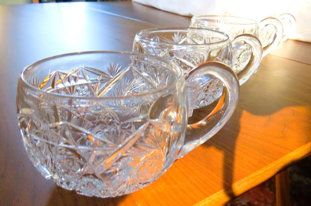 SET, 4 CUT CRYSTAL Punch Cups, Fancy and Intricate Pattern! - Etsy