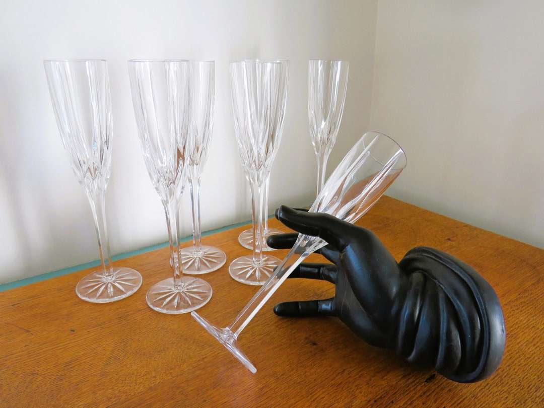 MIKASA APOLLO Crystal Champagne Flutes - Set of 7 Hex Stem Glasses - Etsy