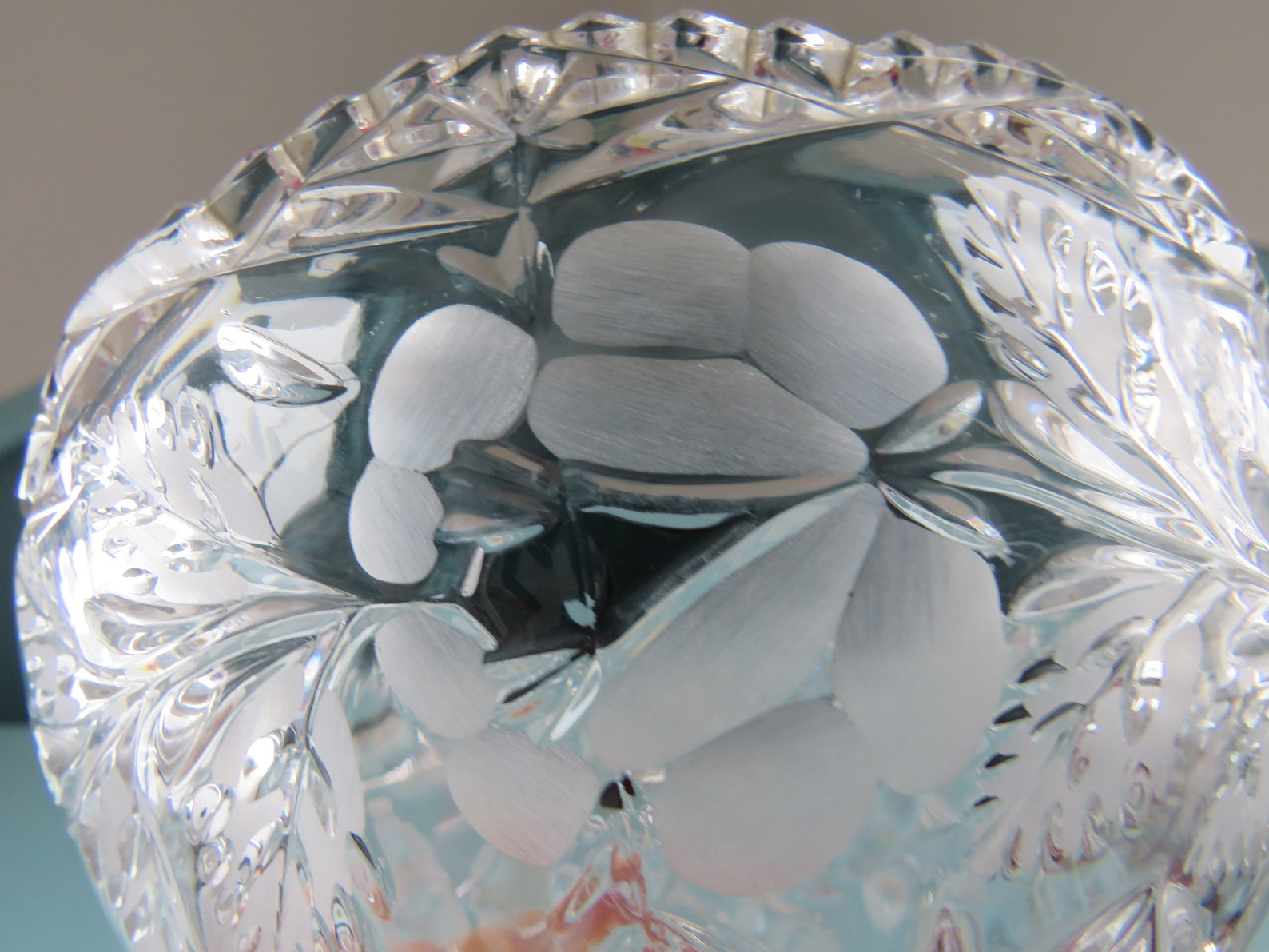 Crystal Pedestal Bowl, ZAJECAR KRISTAL Yugoslavia Etched Flower ...