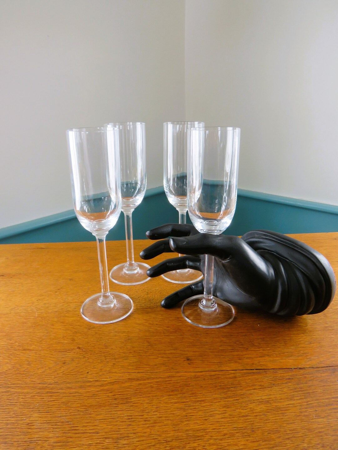 4 Crystal Champagne Flutes Column Stems, 7 Ounces, 8 5/8" - Etsy