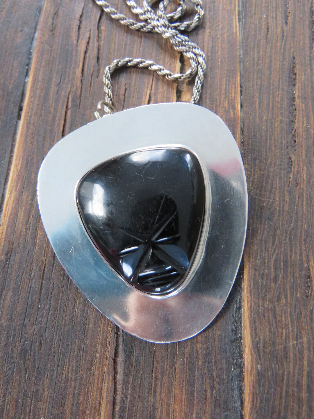 Black Onyx Tribal Mask Sterling Silver Pendant Necklace - Italian Chain ...
