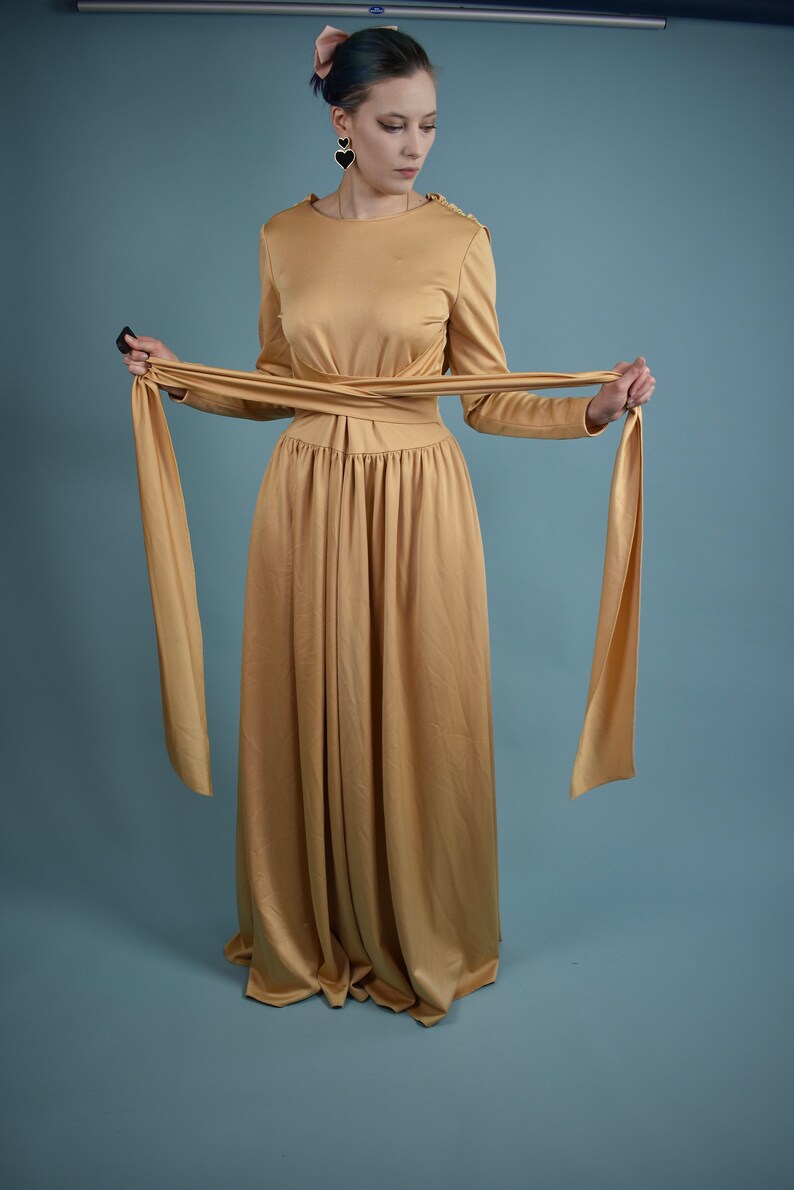 Demeter Vintage 1970s Maxi Dress Gold Formal Dress // - Etsy