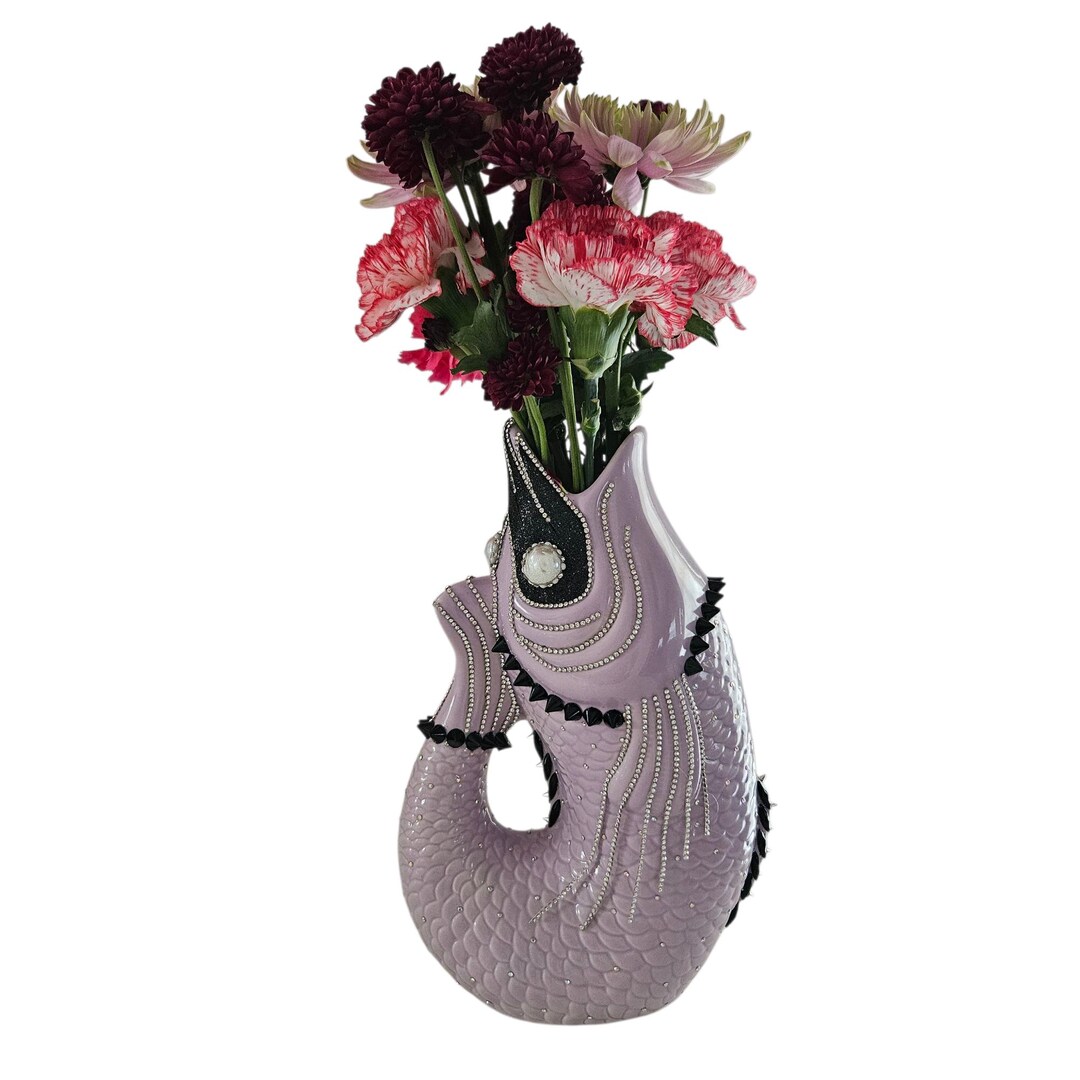 Bedazzled Glamour Mermaid Fish Vase - Etsy
