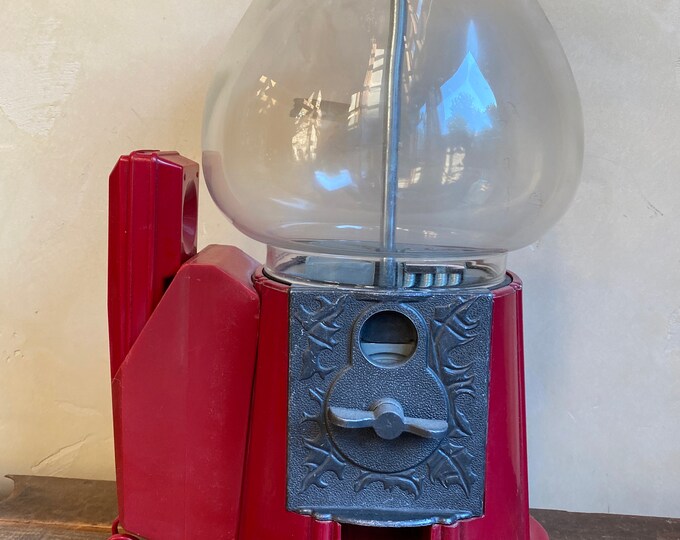 Vintage Bubble Gum Machine With Attached Telephone-bright Red Metal ...