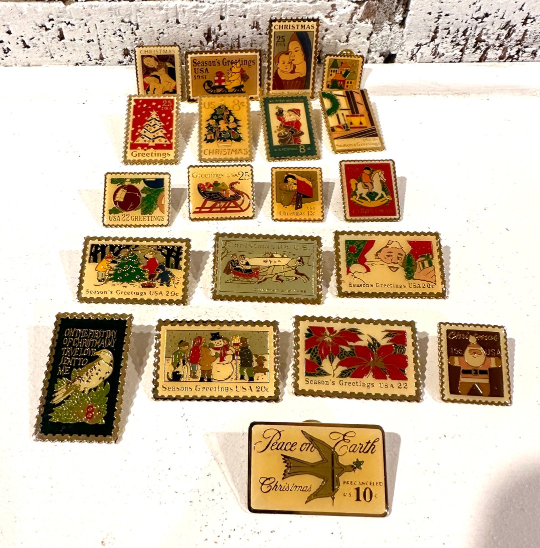 Vintage Lot of 20 Enamel Postage Stamp Pins-instant Collection ...