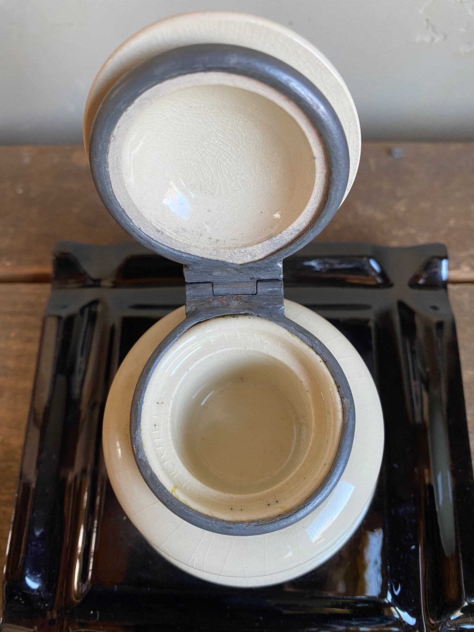 Art Deco Inkwell-antique Black & White Ceramic Inkwell W/pen | Etsy