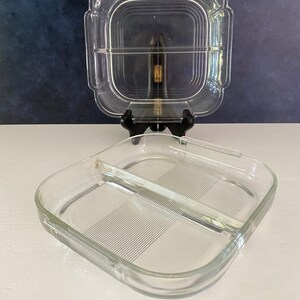Mid Century Small Square Clear Glass Divided Dishes-set of 2 Vintage ...