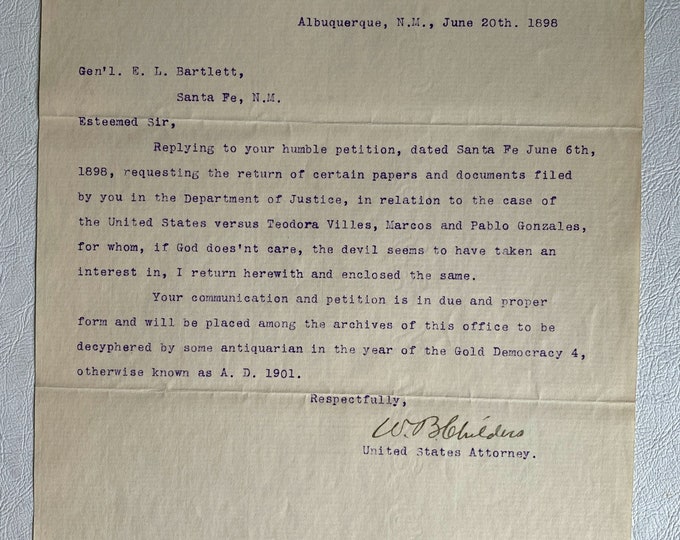 Historical Antique 1898 Original Typed Letter, Hand Signed W. B ...
