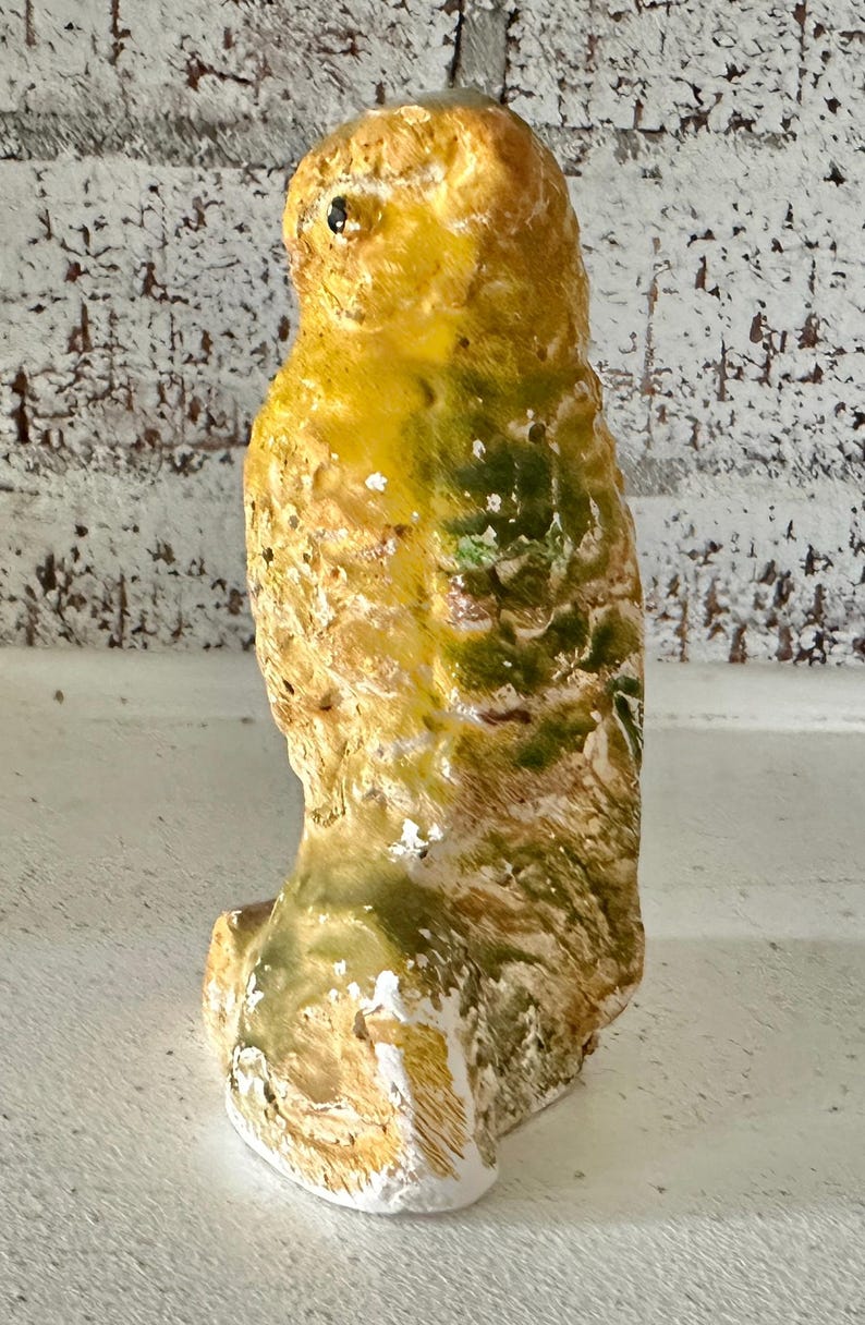 Vintage Chalkware Bird Figurines, Parrot, Owl, Sculptures, Carnival ...