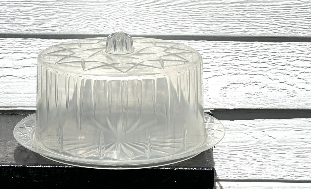 Mid Century Crystal Cut Plastic Cake Dome-plate With Cover Lid-cake ...