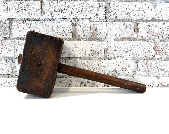 Antique Primitive Wood Mallet Sledge Hammer, Rustic Home Decor, Man ...