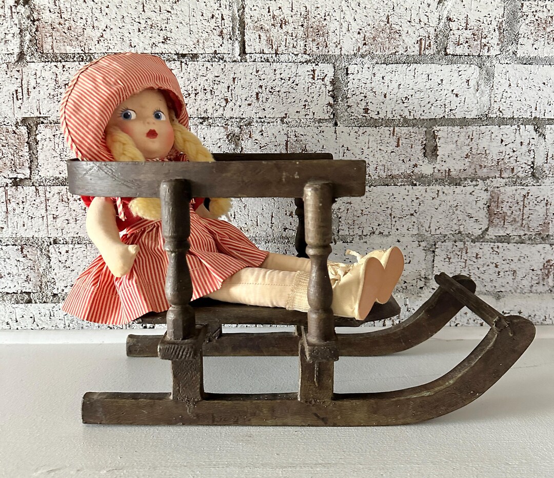 Vintage Wood Doll Sled: Miniature Furniture, Rustic Christmas Decor - Etsy