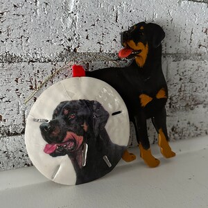 Vintage Holiday Tree Ornaments, Hand Painted Rottweiler Dogs, Set of 2 ...