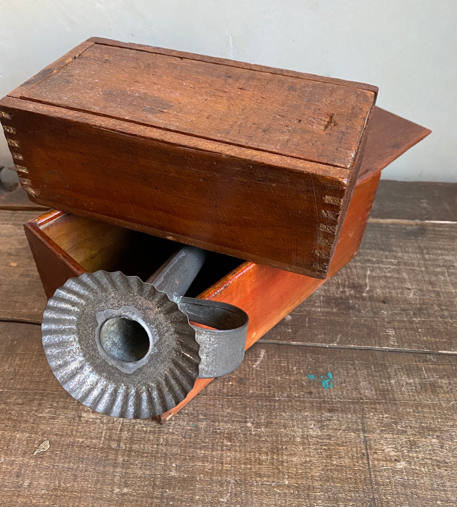 Primitive Antique Wood Candle Boxes w/Antique Taper Candle | Etsy