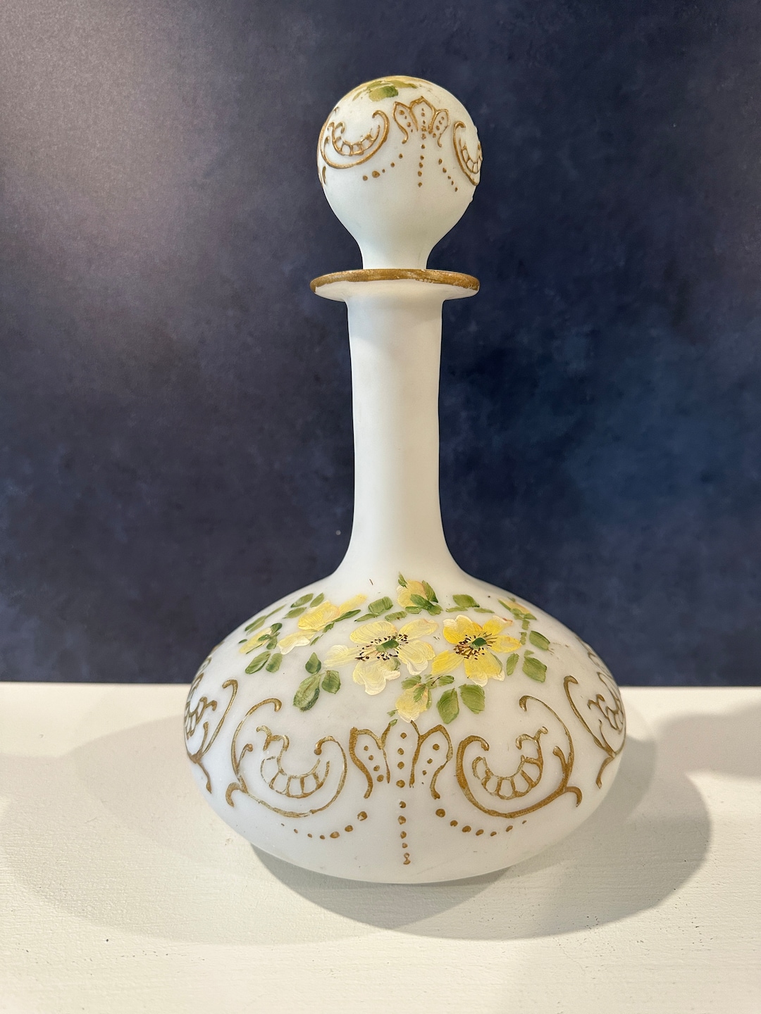 Antique Victorian Camphor Glass Decanter-hand Painted/hand Blown-barber ...