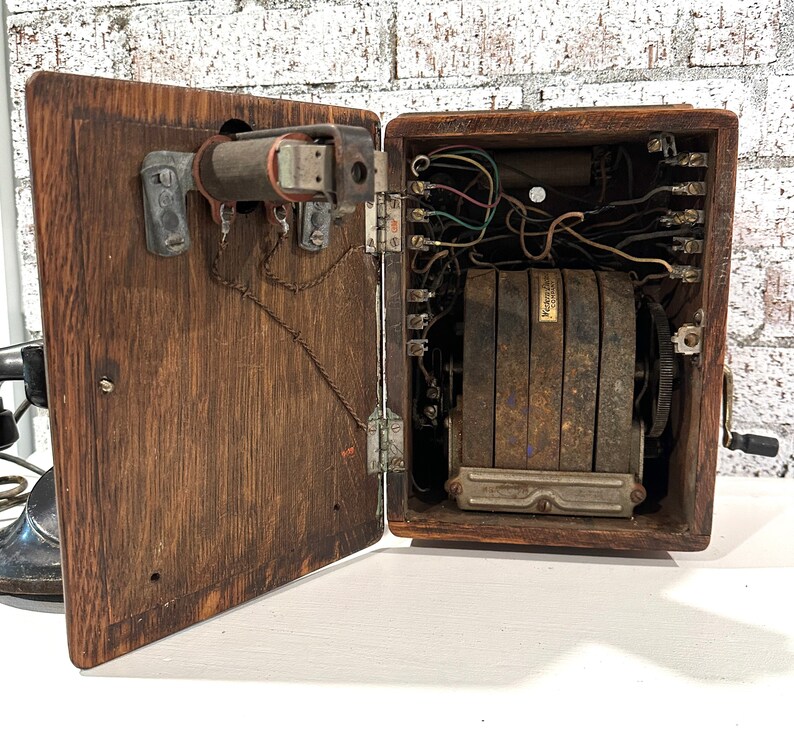 Antique Western Electric Oak Telephone Ringer Box - 1930s Hand Crank ...