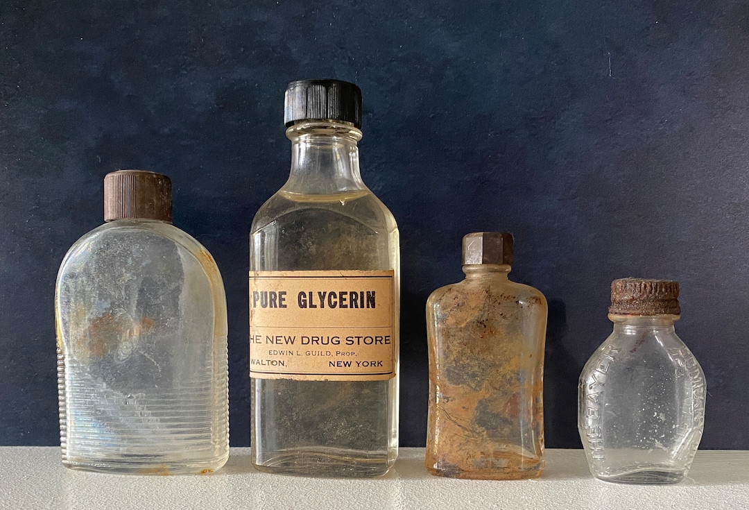 Antique Vintage Glass Bottle Collection, Mixed Lot, Apothecary Medicine ...