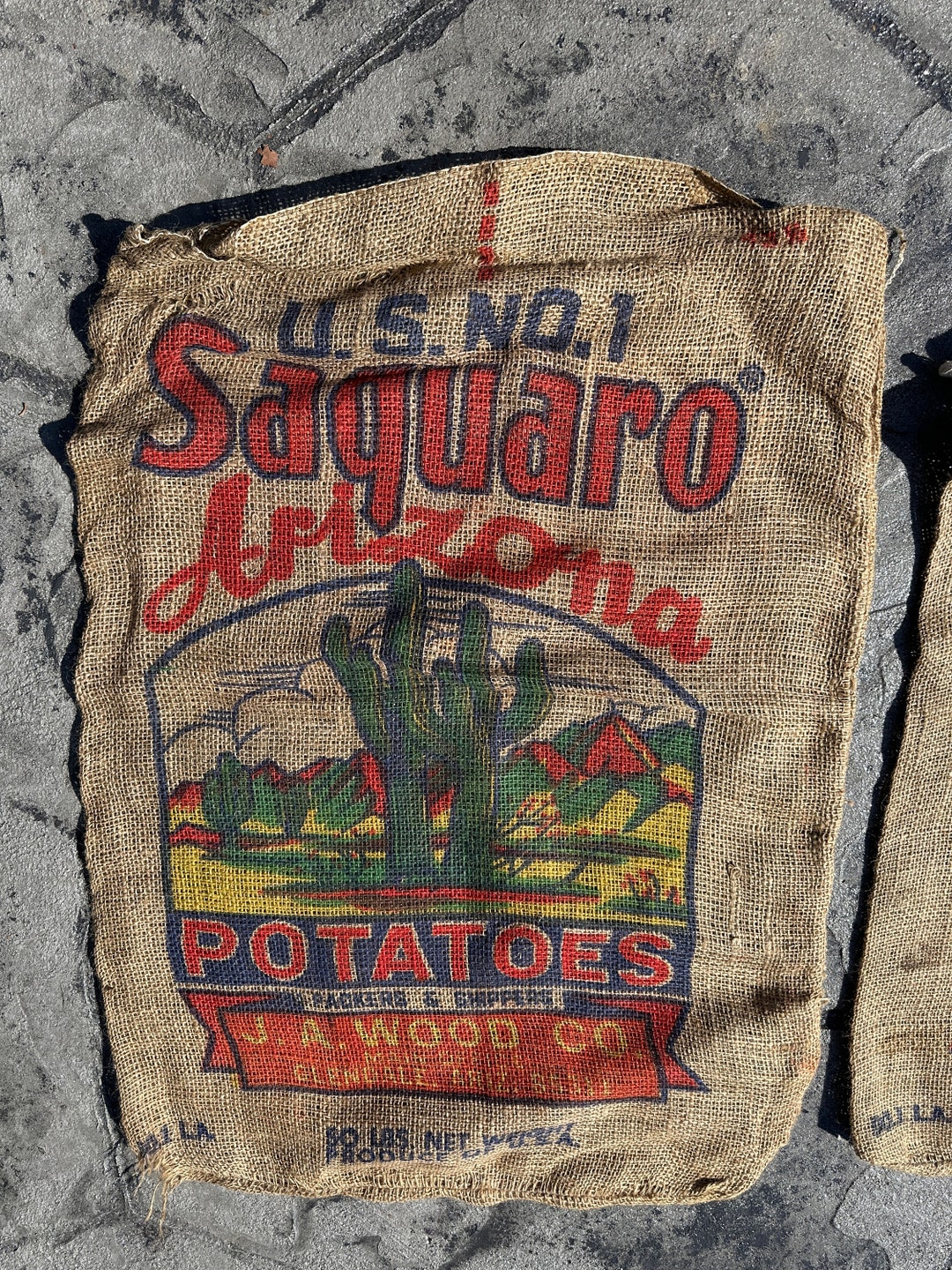 Vintage Potato Sacks-authentic Saguaro Arizona Cactus Theme Burlap Bags ...