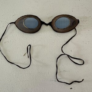 Antique Wire Mesh Goggles, Railroad Safety Glasses With Cobalt Blue ...