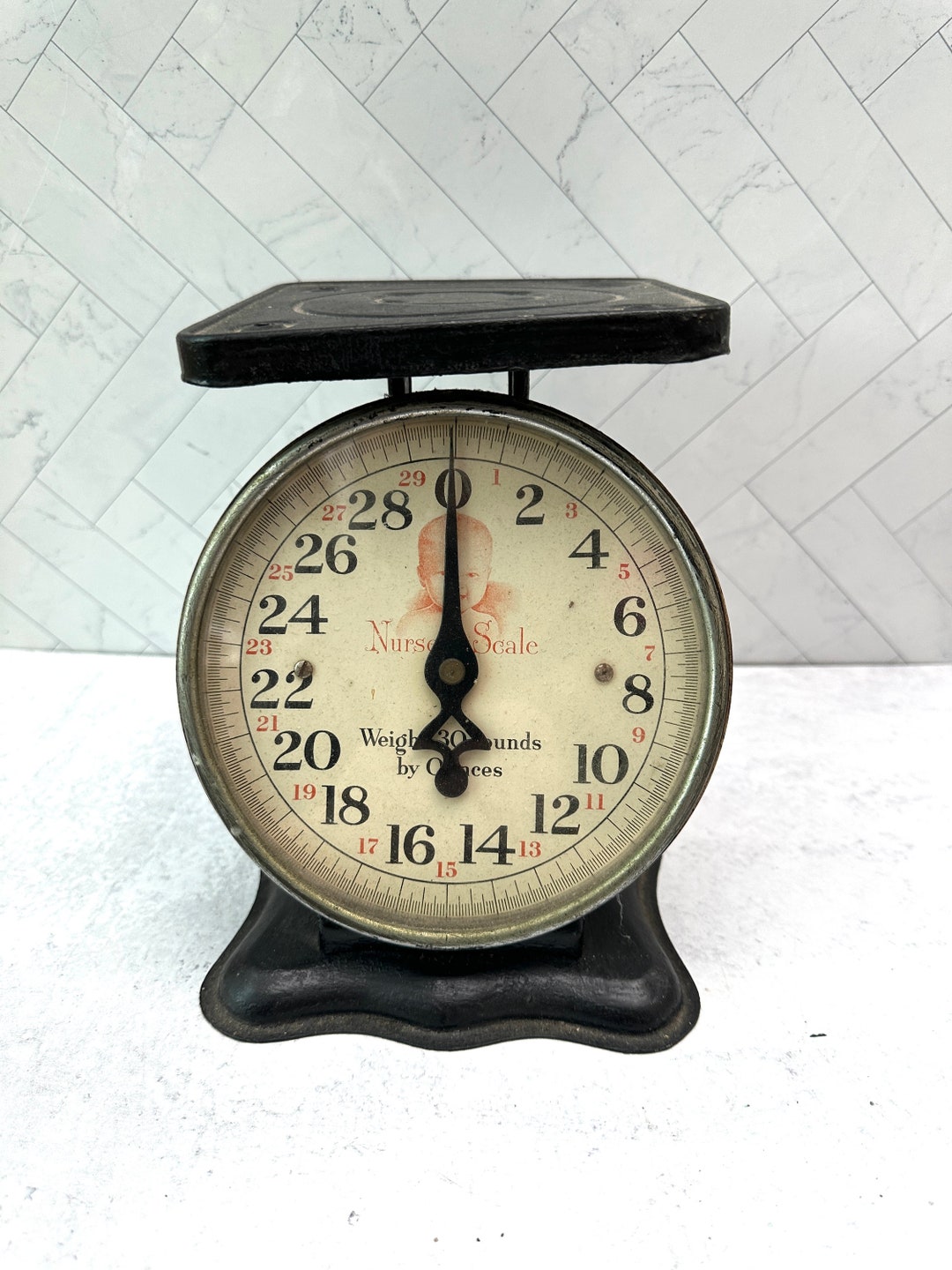 Vintage Nursery Baby Scale, Art Deco Style Black Metal Scale, Shabby ...